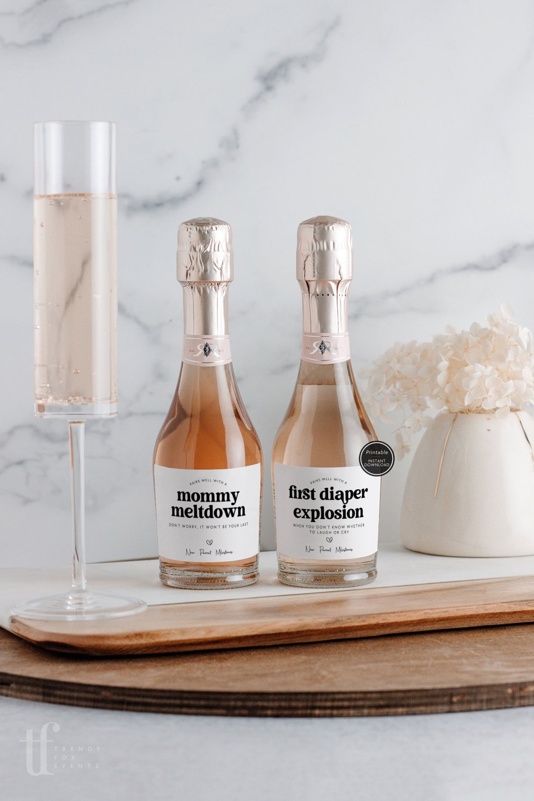 Milestone New Mom Mini Wine or Champagne Label Instant Download, Mommy ...