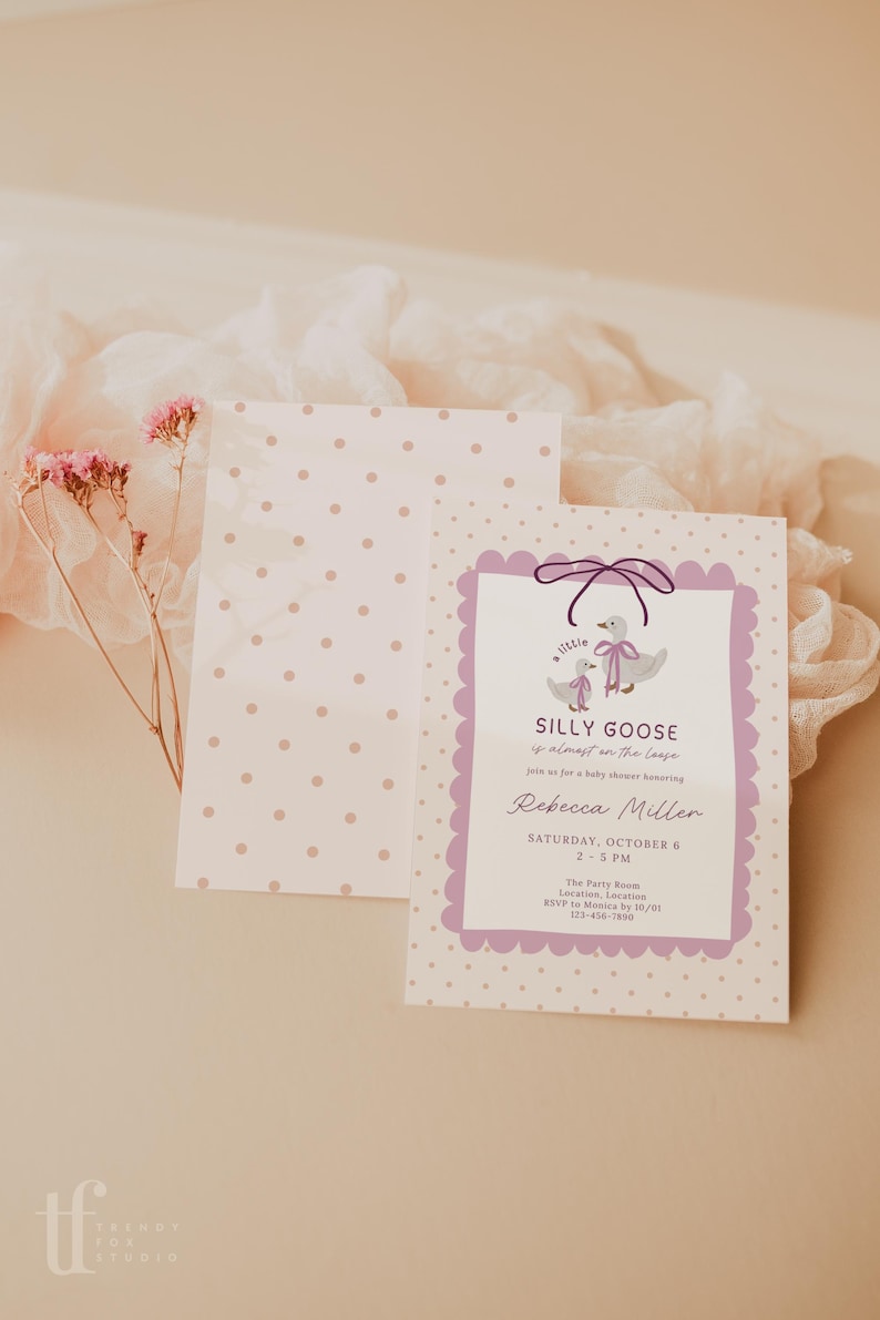 Silly Goose Girl Baby Shower Invitation Canva Template, Whimsical ...