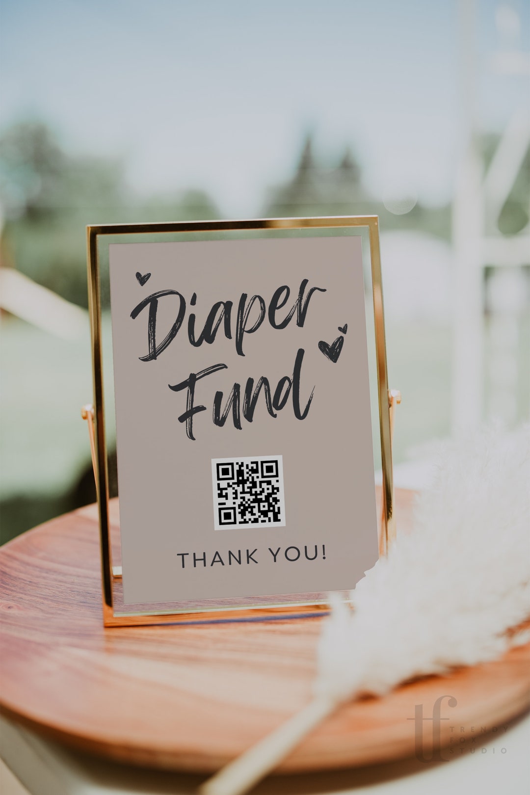 Boho Diaper Fund QR Code Sign Template Canva, Editable Baby Shower ...