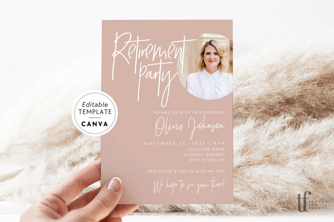 Minimal Retirement Party Photo Invitation, Modern Retirement ...