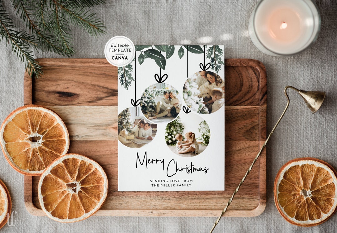 Rustic Christmas Photo Card Template, Editable Holiday Card Canva ...