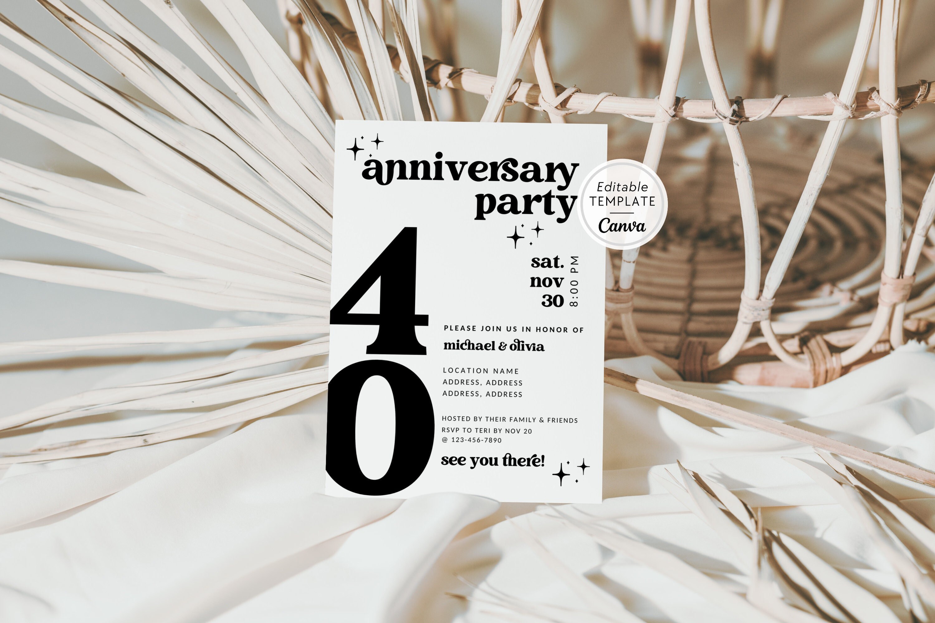 Vintage 40th Anniversary Invitations