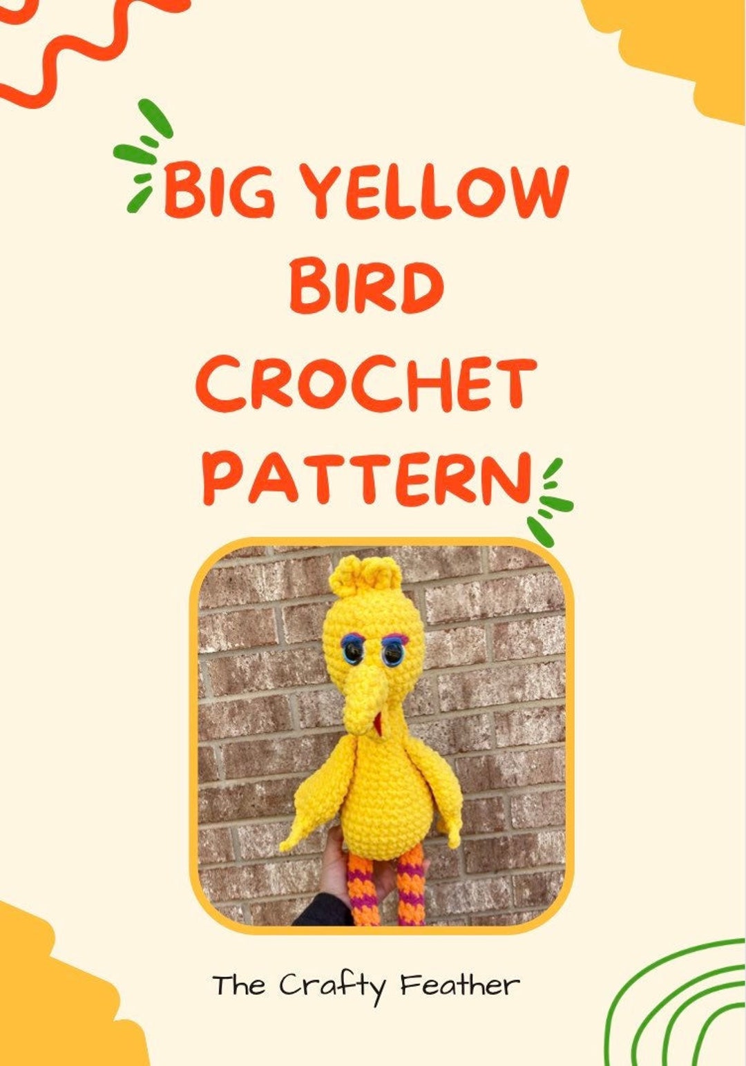 BIG Yellow BIRD Crochet Pattern - Etsy