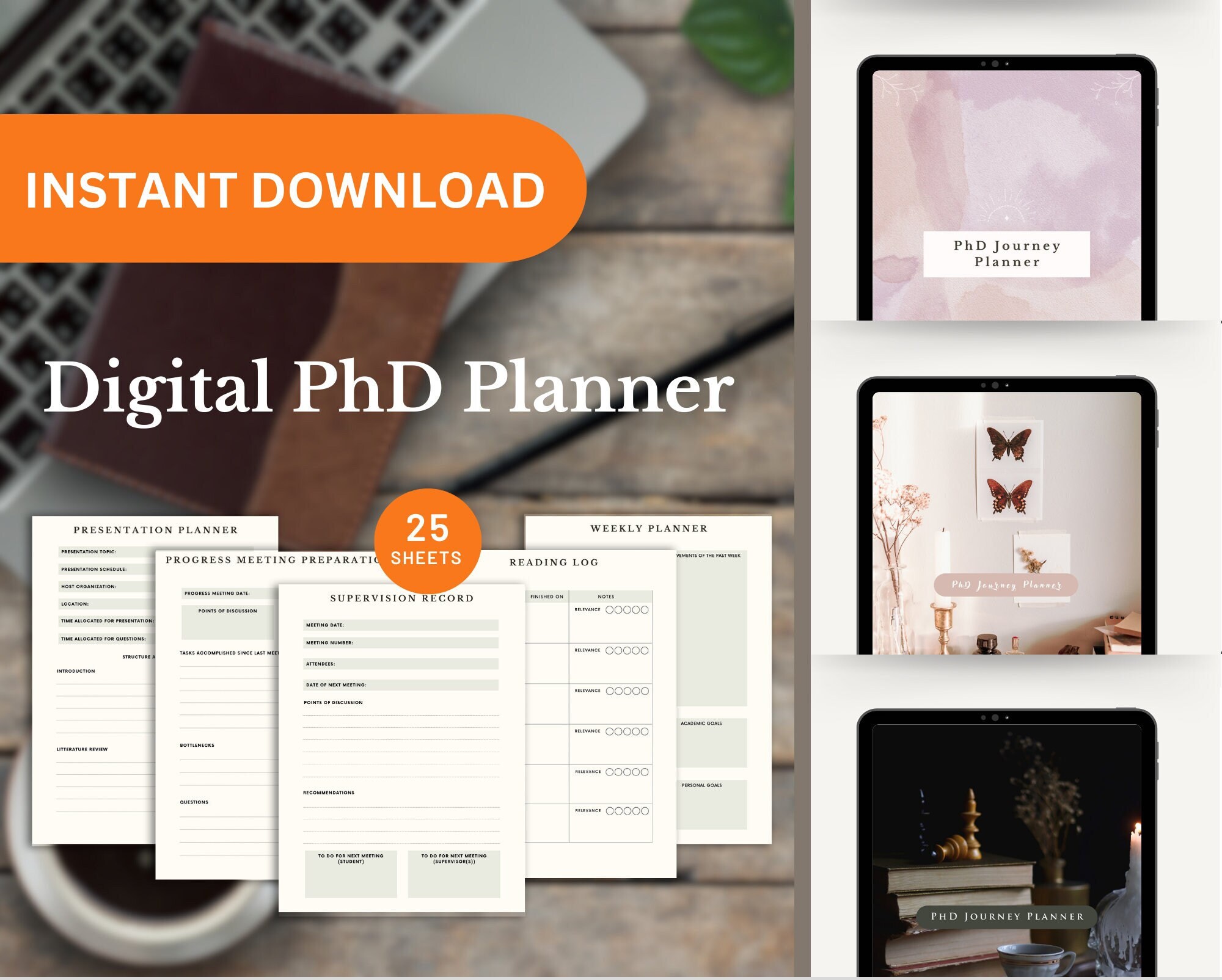 Dark Academia Theme Phd Journey Planner: Digital & Printable ...