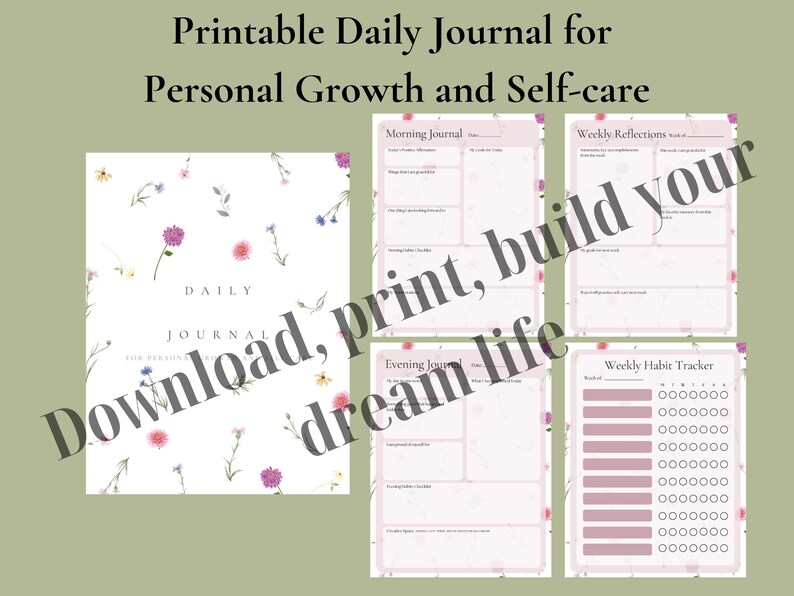 Printable Self-care Journal Manifestation Journal Habit Tracker Journal ...