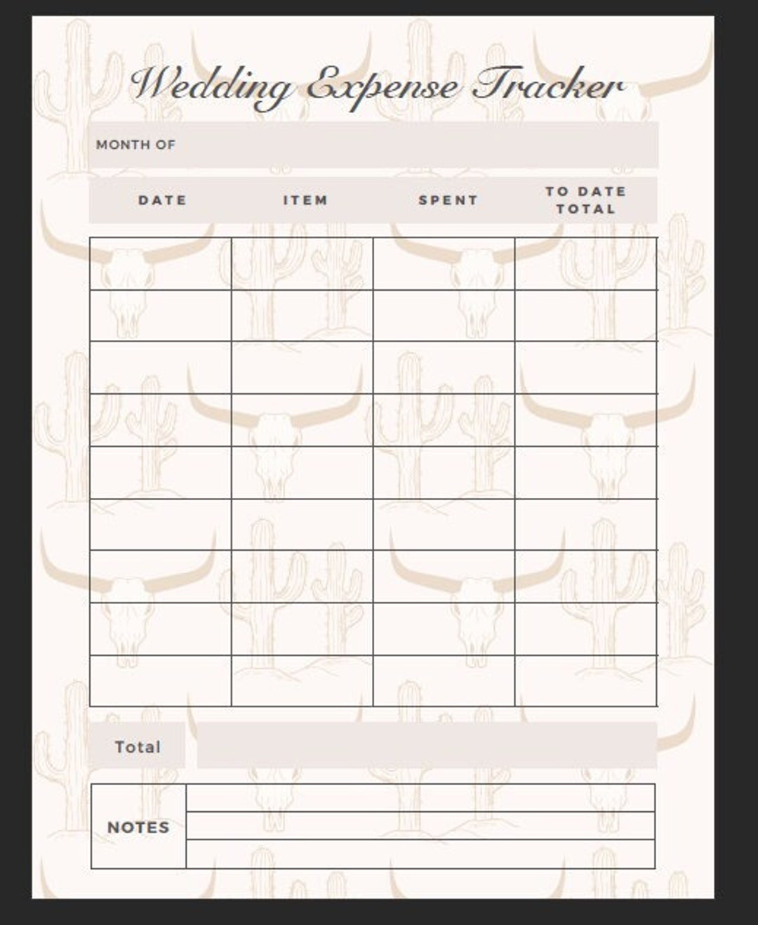 Wedding Expense Tracker Western Style - Etsy