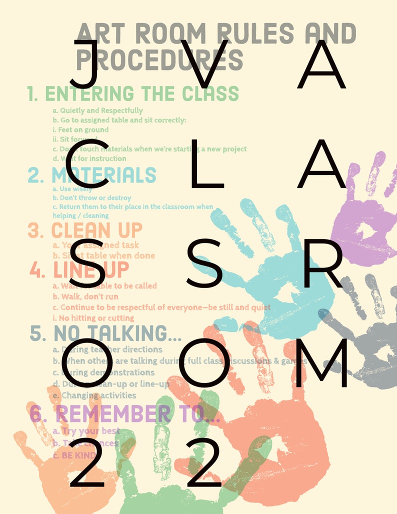 Art Room Rules and Procedures Poster - Etsy