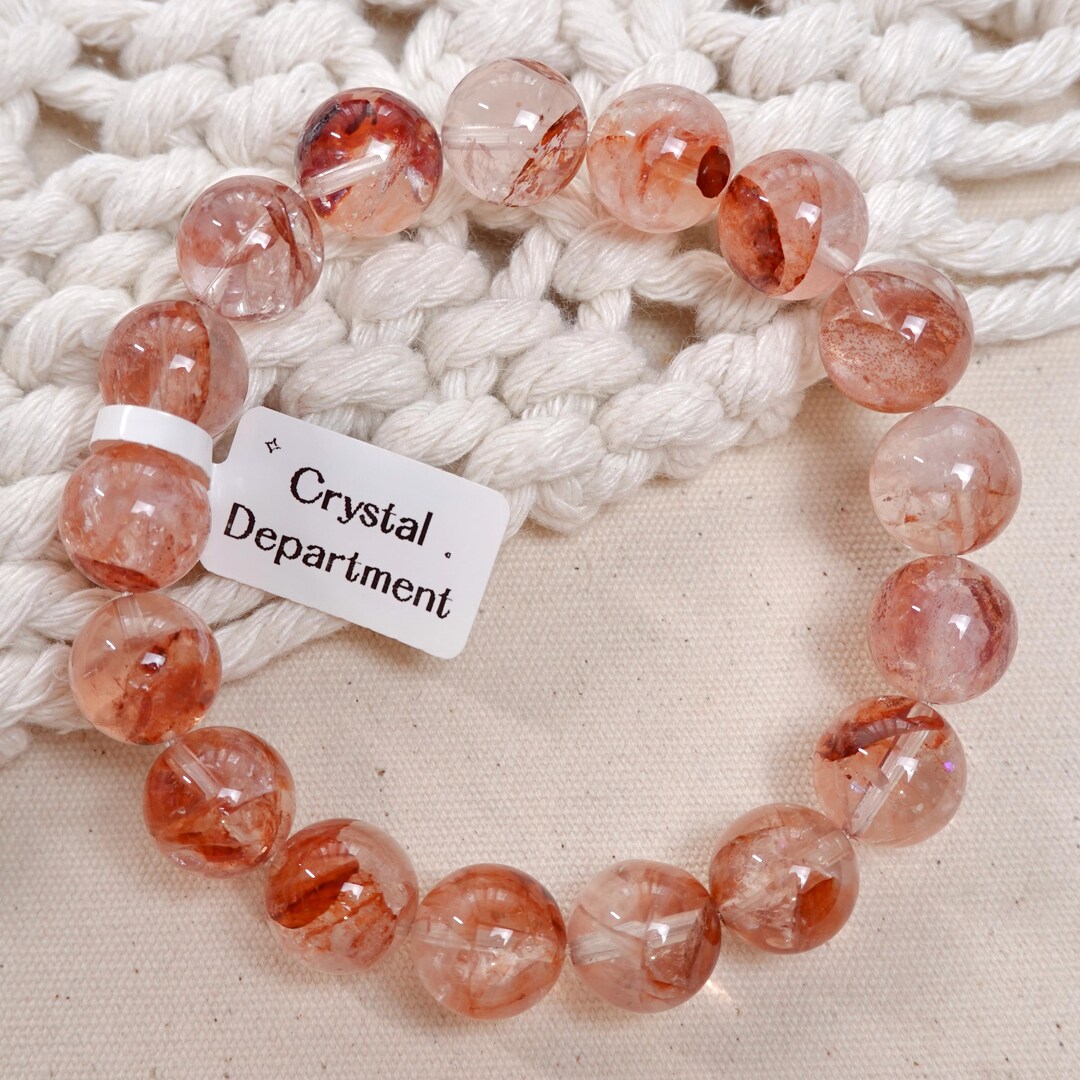 Grade A Natural Hematoid Fire Quartz 12mm+ Bracelet Healing Fire Quartz ...