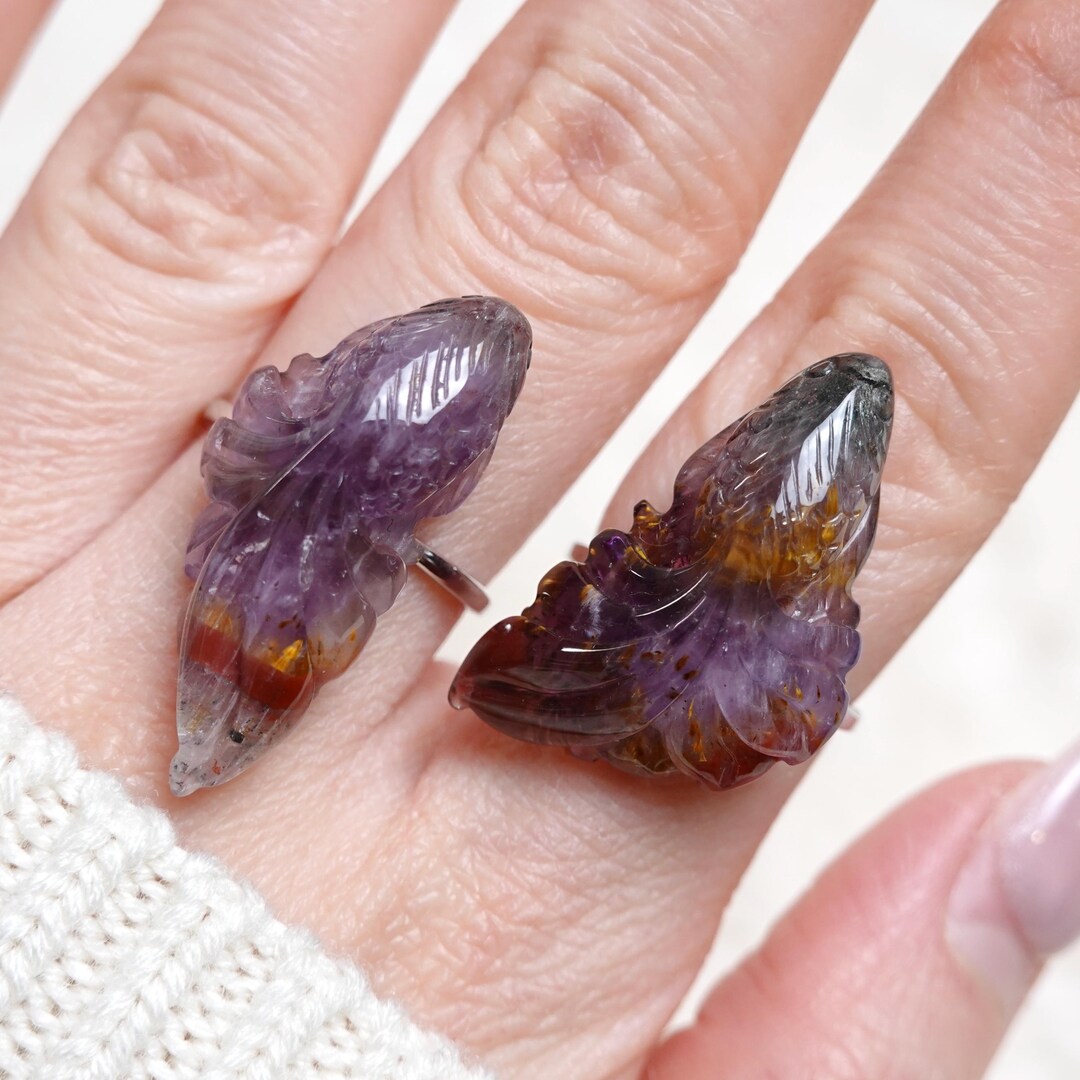 Collectable Rare Auralite 23 Red Cap Amethyst Koi Fish Carving S925 ...