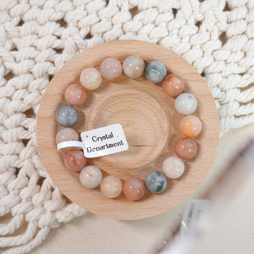 Pink Grey Bunny/rabbit Hair fine Rutilated Quartz Velvelty 12mm ...