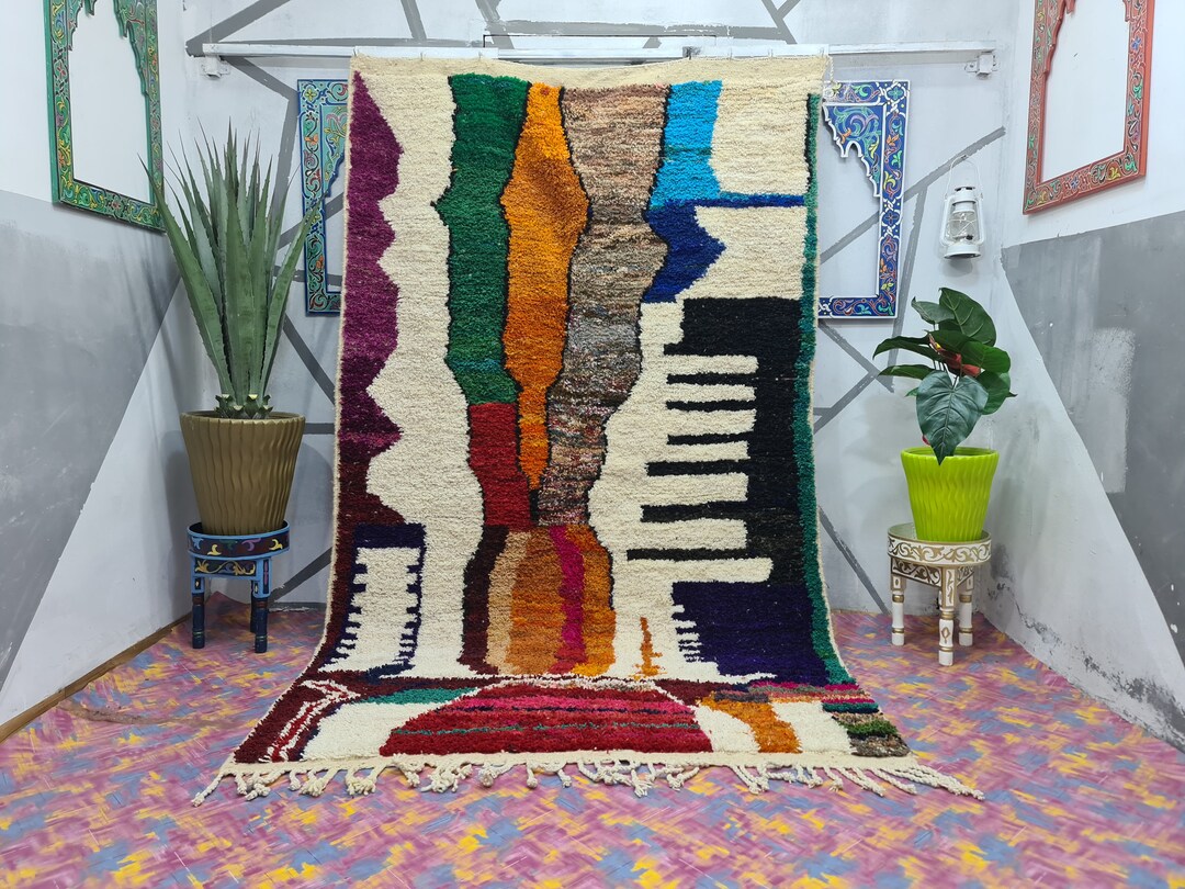 Colorful Shag Rug for Living Room, Handcrafted Bohemian Floor Rug ...