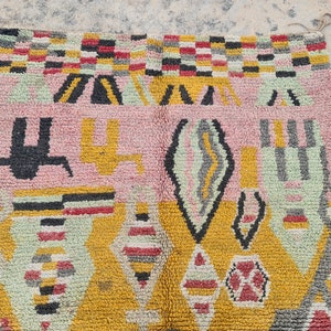 Beni Ourain Rug, 4x7 Yellow and Red Rug, Area Rug Bedroom, Moroccan ...