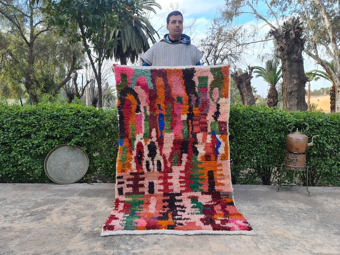 Bohemian Area Rug Aesthetic, Morocco Rug Flatweave, Room Decor Boho ...