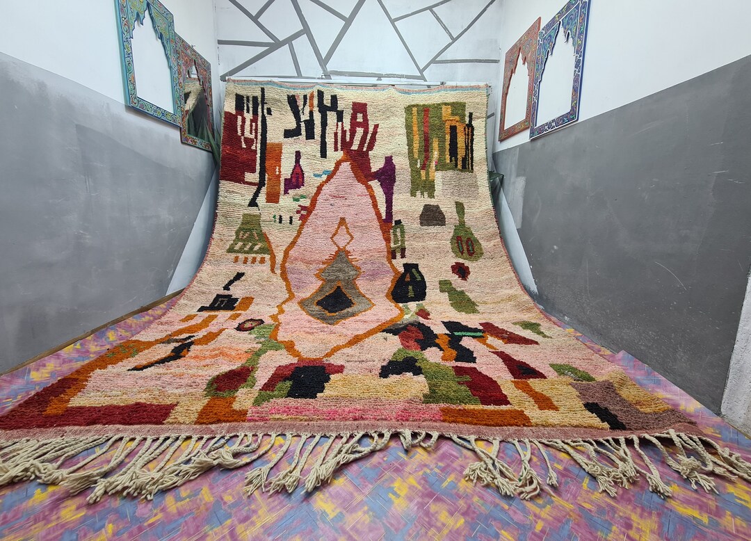 Bohemian Berber Moroccan Rug - Soft Handmade Wool Rug - Boujaad Carpet ...