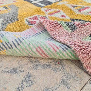 Beni Ourain Rug, 4x7 Yellow and Red Rug, Area Rug Bedroom, Moroccan ...