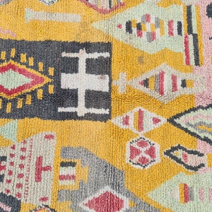 Beni Ourain Rug, 4x7 Yellow and Red Rug, Area Rug Bedroom, Moroccan ...