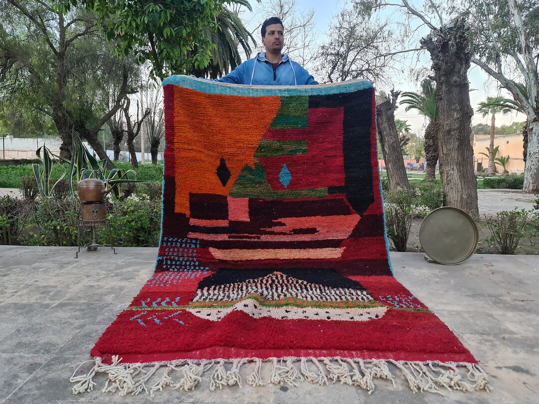 Handmade Rug for Living Room, Red Moroccan Rug, Outdoor Rugs ...