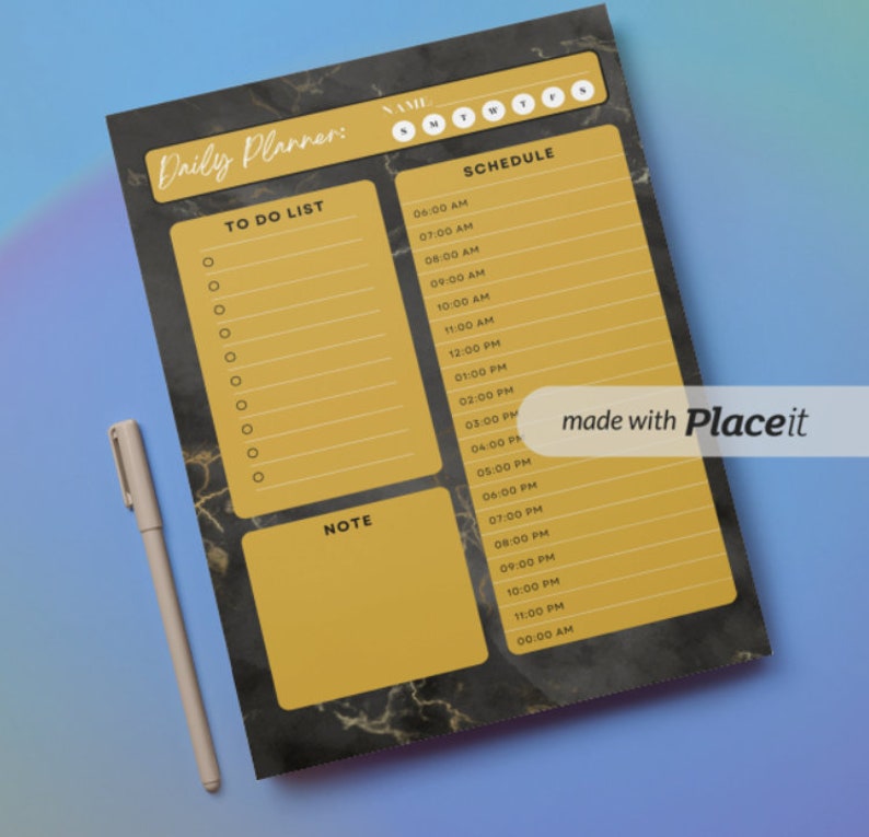 Black Marble Daily Planner, Printable Daily Planner, Simple Daily ...
