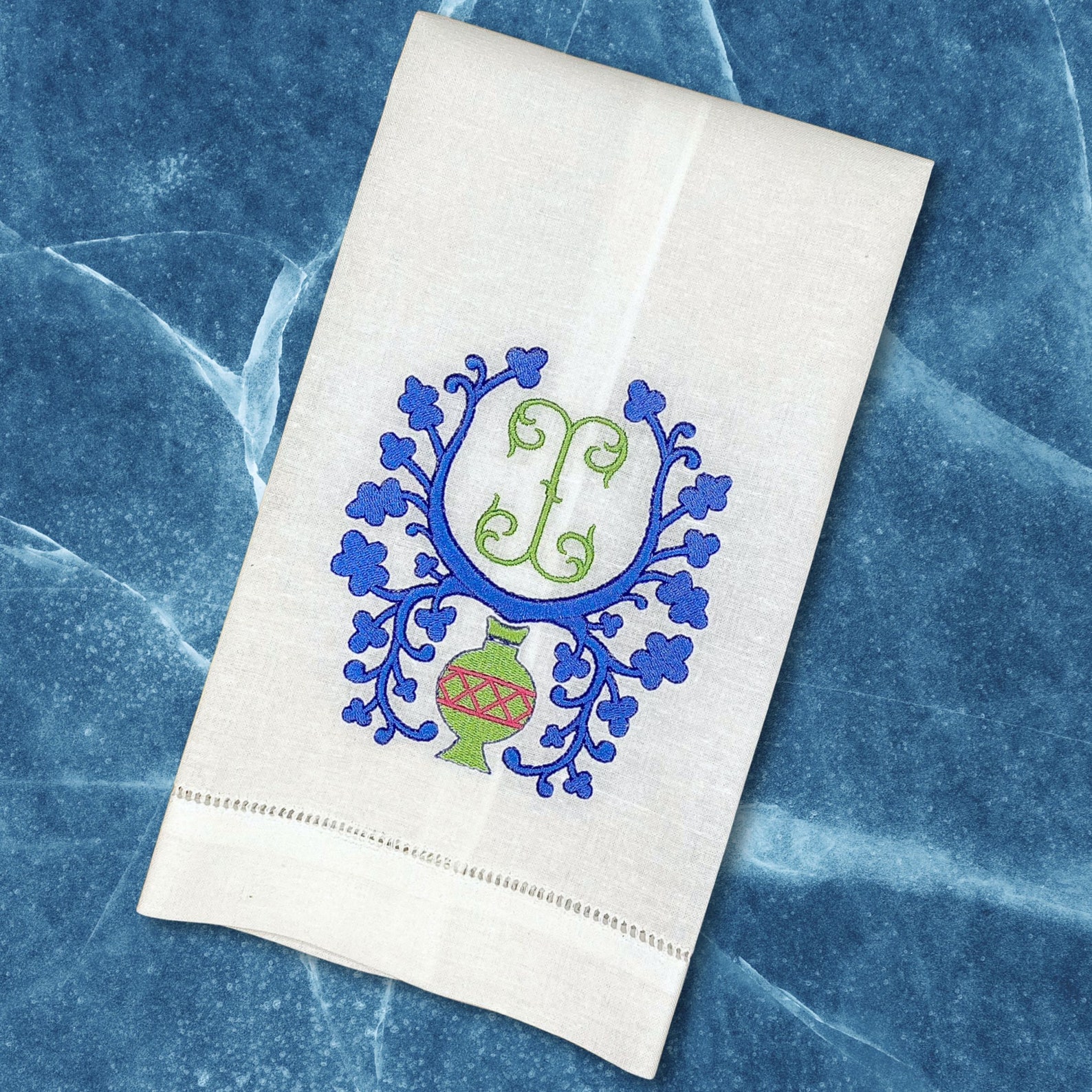 Monogrammed Linen Guest Hand Towel – Floral Personalized Hostess Gift ...