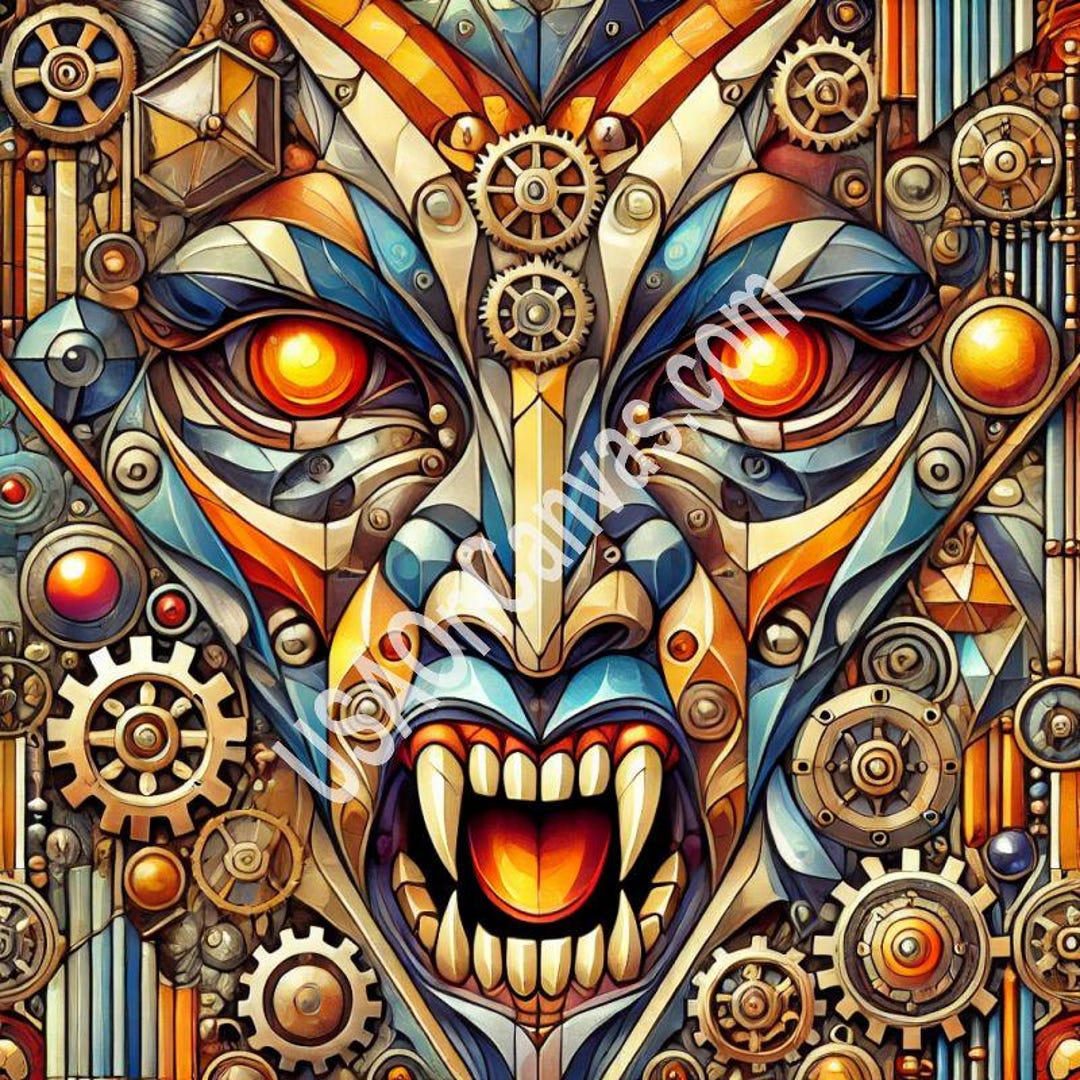 Vampire's Face, With Blending Cubist and Steampunk . Vintage Farmhouse ...