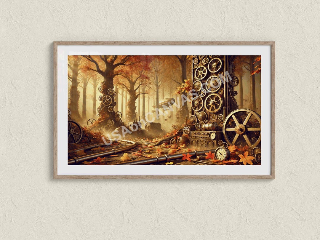 Steampunk Forest Wall Art – Fantasy Landscape With Gears, Machinery ...