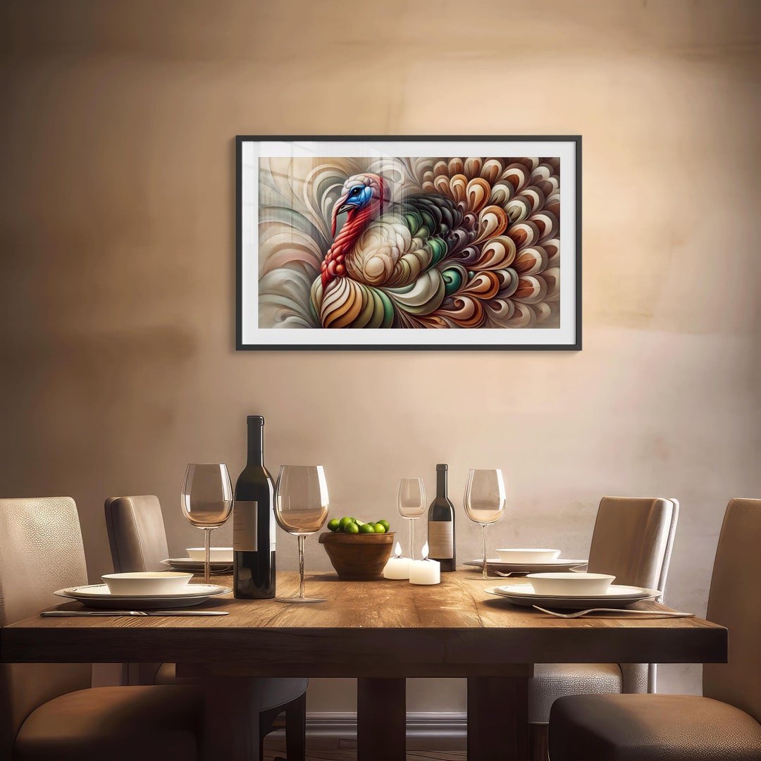 Abstract Turkey Wall Art - Vibrant Thanksgiving Decor - Modern Fall ...