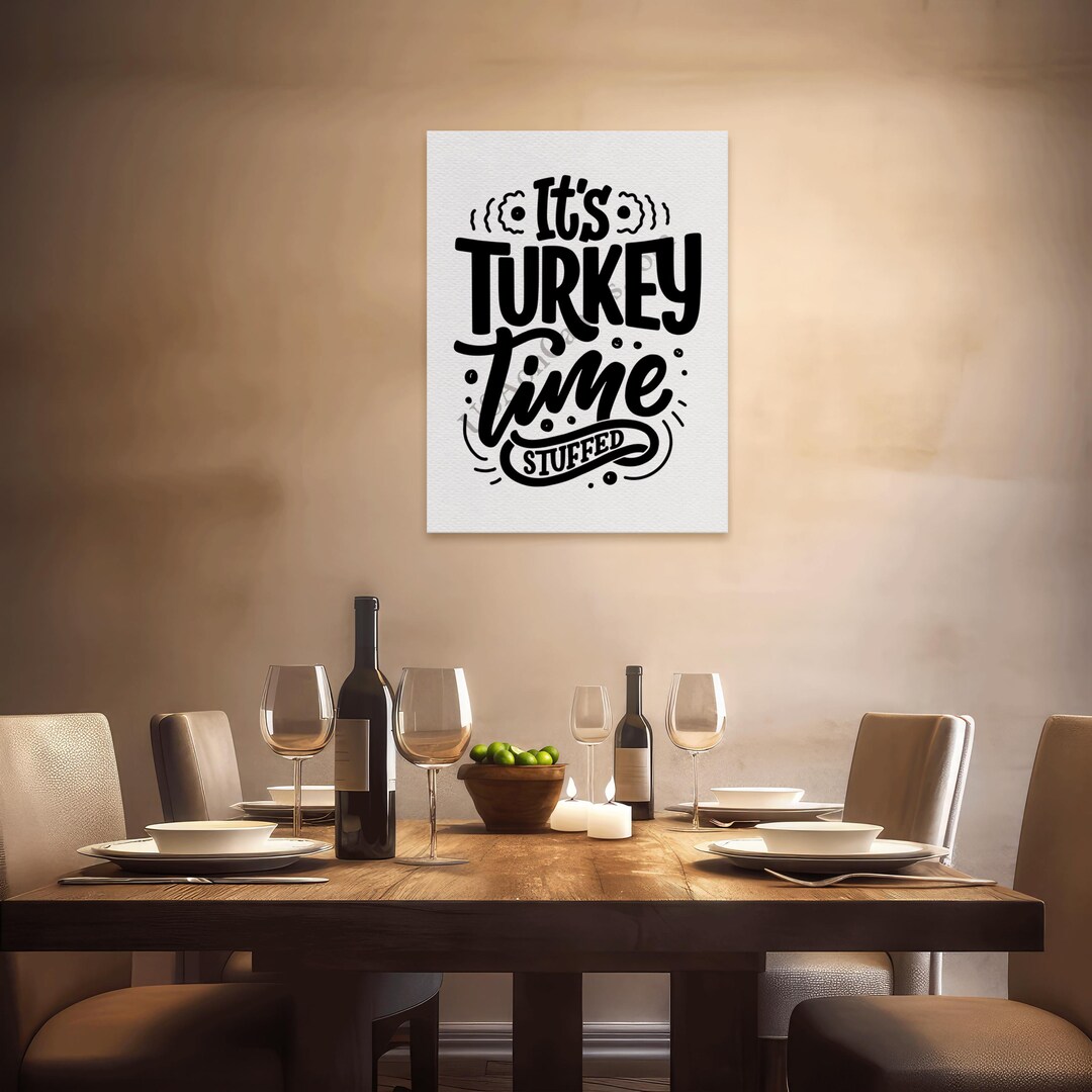 It's Turkey Time Wall Art - Fun Thanksgiving Quote Print - Festive Fall ...