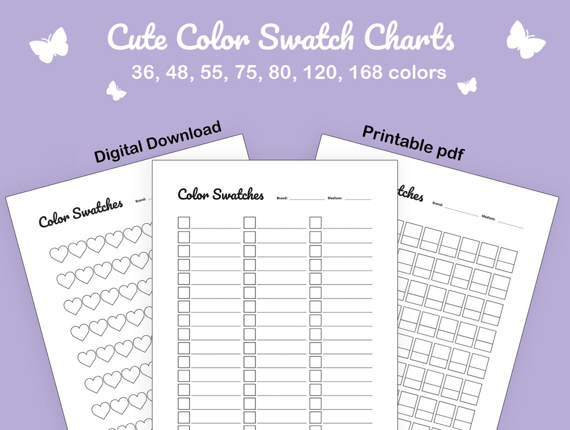 Color Swatch Chart Color Swatch Template Color Swatch Page - Etsy
