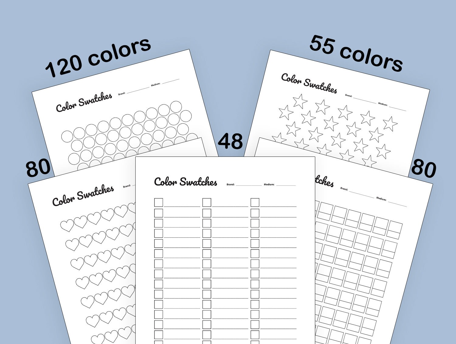 Color Swatch Chart Color Swatch Template Color Swatch Page - Etsy Ireland