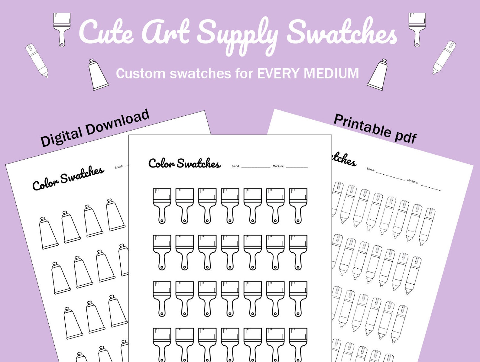 Color Swatch Chart Art Supply Swatch Templates Color Swatch Page Paint ...