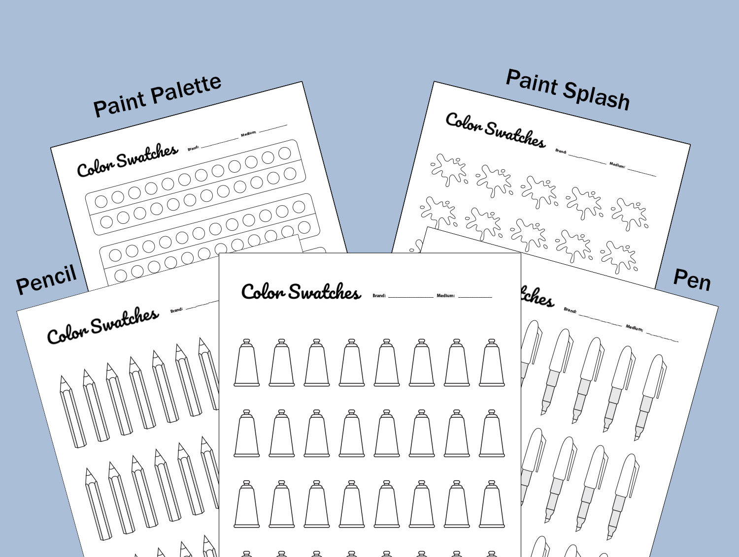 Color Swatch Chart Art Supply Swatch Templates Color Swatch Page Paint ...