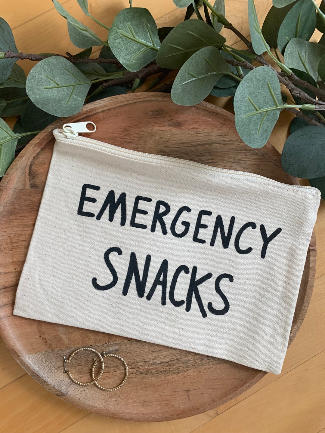 Emergency Snacks Hand-painted Design on Canvas Zipper Pouch Gift for ...