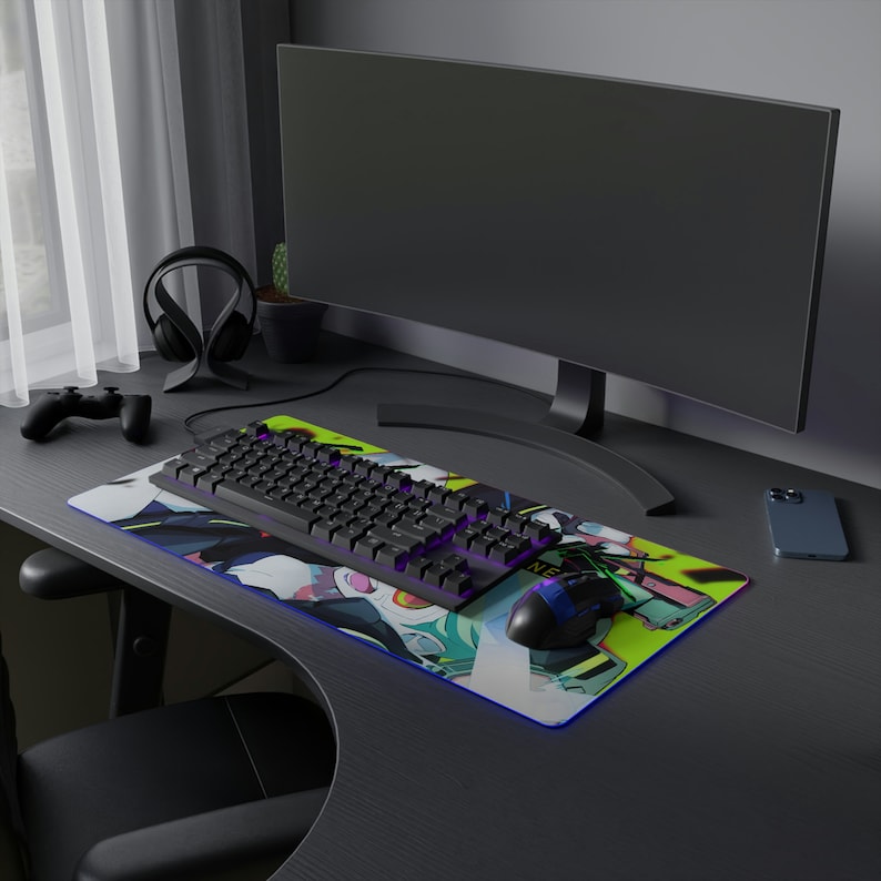 Cyberpunk Edgerunners Rebecca LED Gaming Mouse Pad Cyberpunk 2077 Desk ...