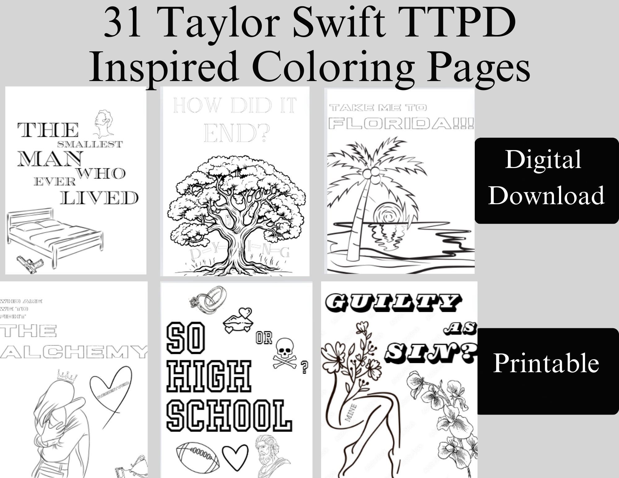 Taylor Swift the Tortured Poets Department Coloring Book - Etsy