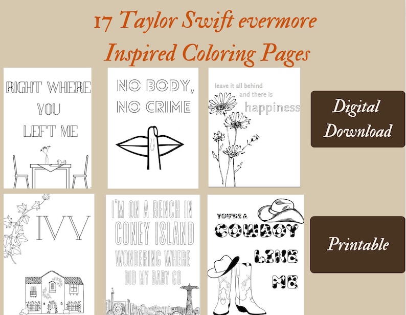 Taylor Swift Evermore Coloring Book - Etsy