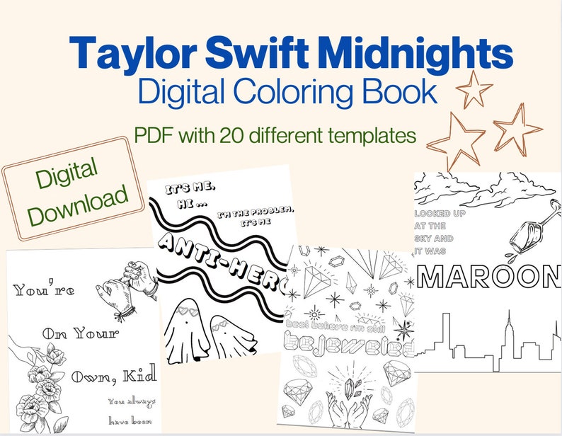 Taylor Swift Midnights Coloring Book - Etsy
