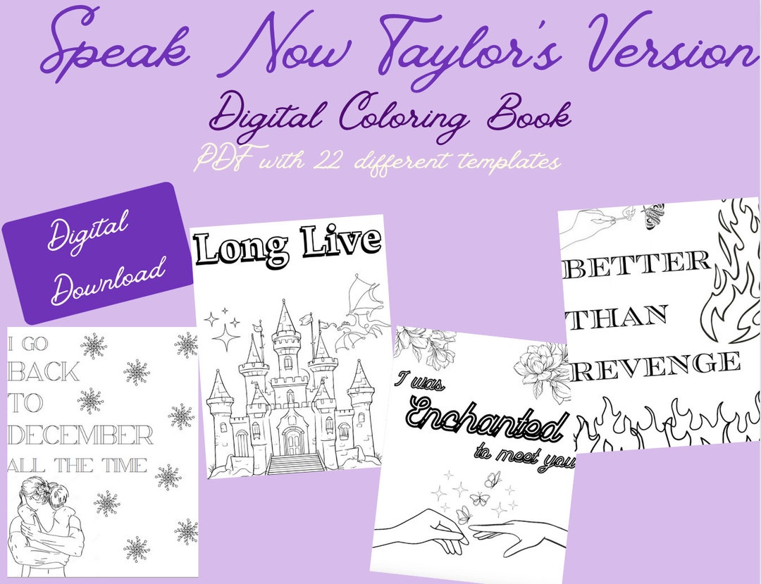 Speak Now taylor's Version Coloring Book - Etsy
