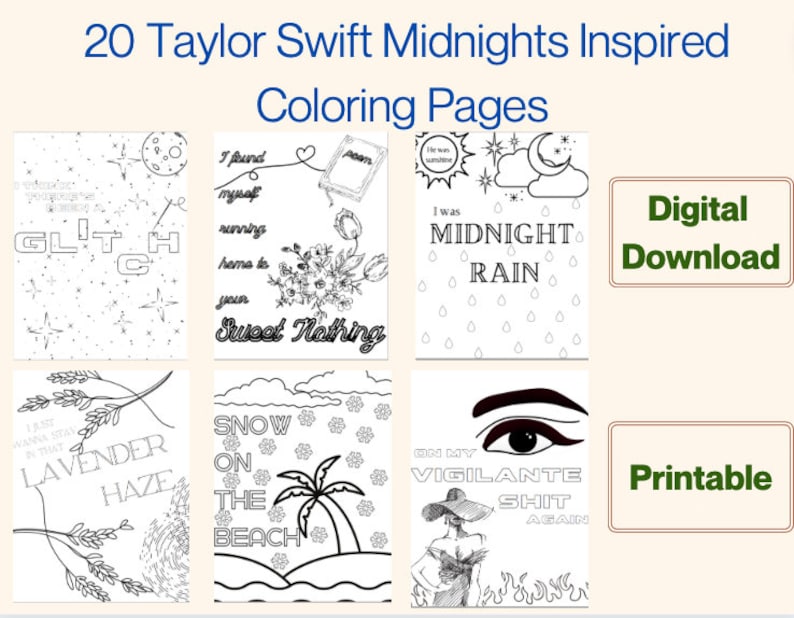 Taylor Swift Midnights Coloring Book - Etsy