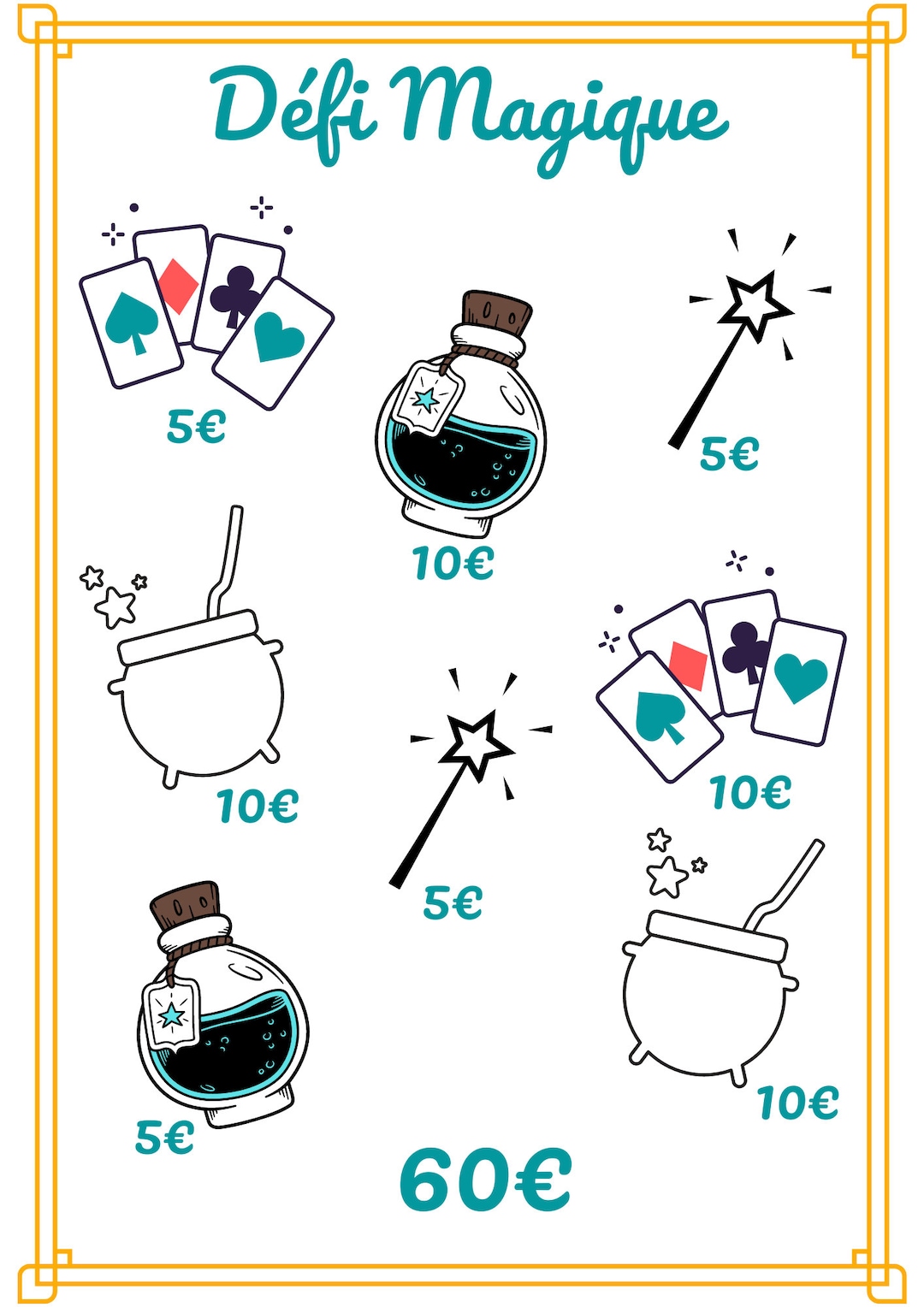 Défi Magique - Défi budgétaire - 60 euros d'économie - Format A4 ...