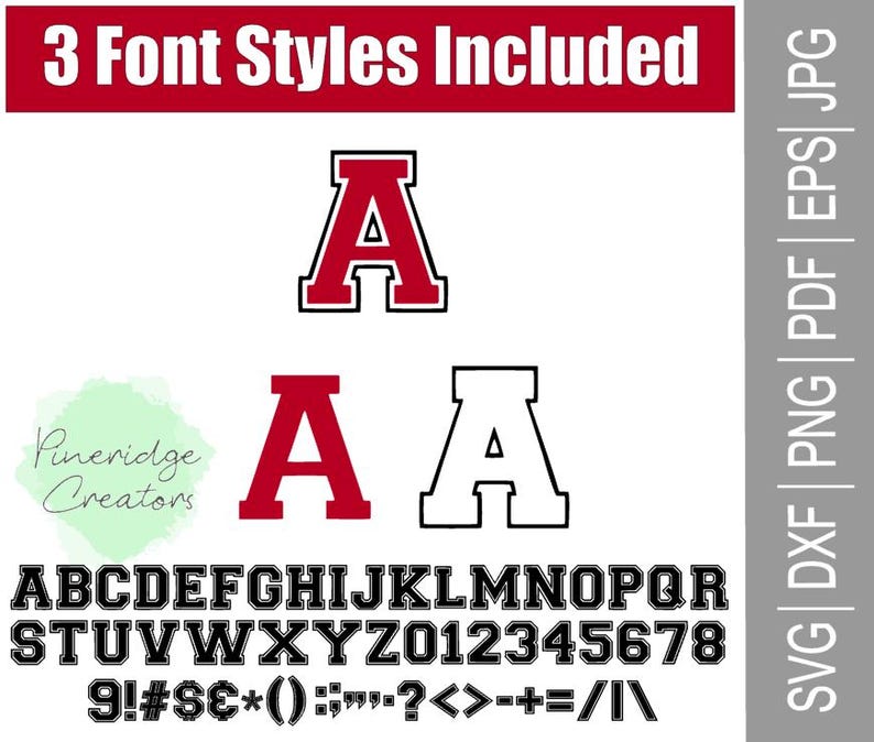 Varsity Font SVG, College Font SVG, Outline Font SVG, Sports Font ...