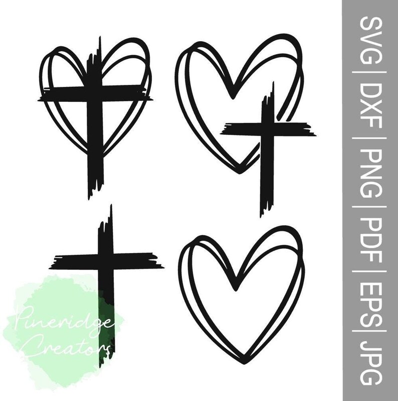 Heart & Cross SVG Bundle, Christian Graphic (digital Download) - Etsy