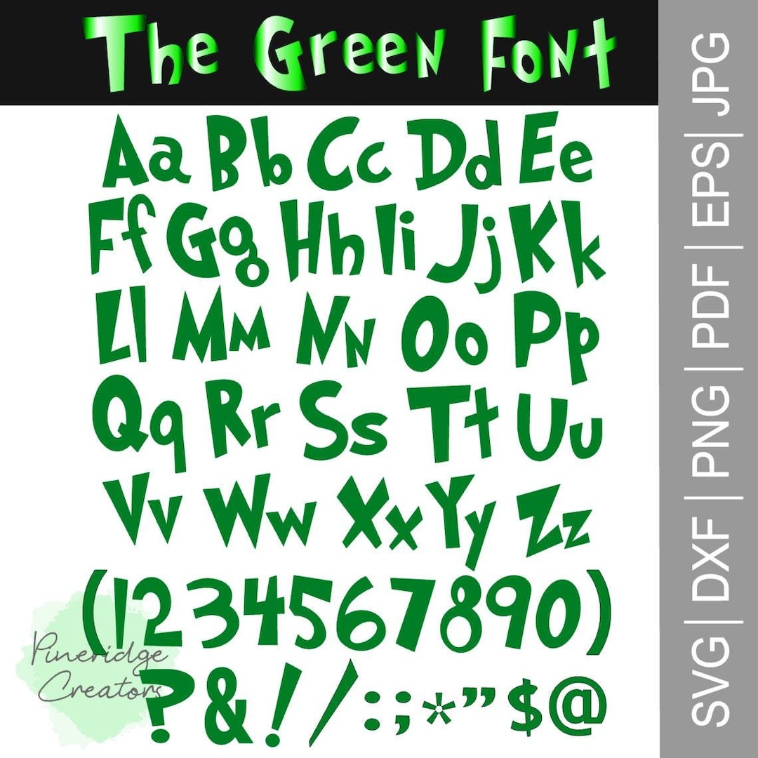 Green Christmas Font. Grinched SVG, PNG, PDF (digital Download) - Etsy