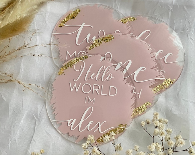 Custom Baby Monthly Milestone Acrylic Disc Personalized Nursery ...