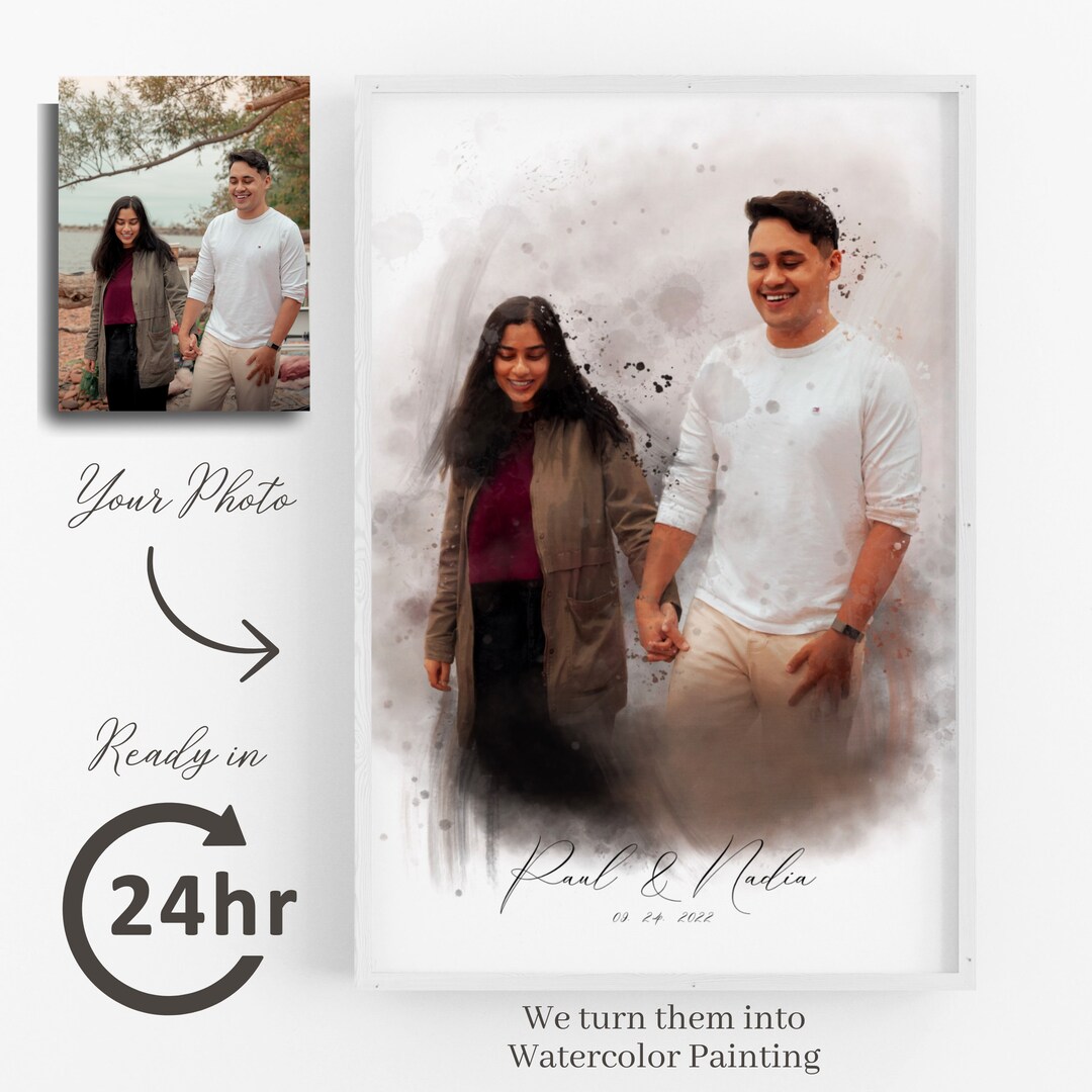 Custom Anniversary Portrait Painting Gift for Her Wedding Decor ...