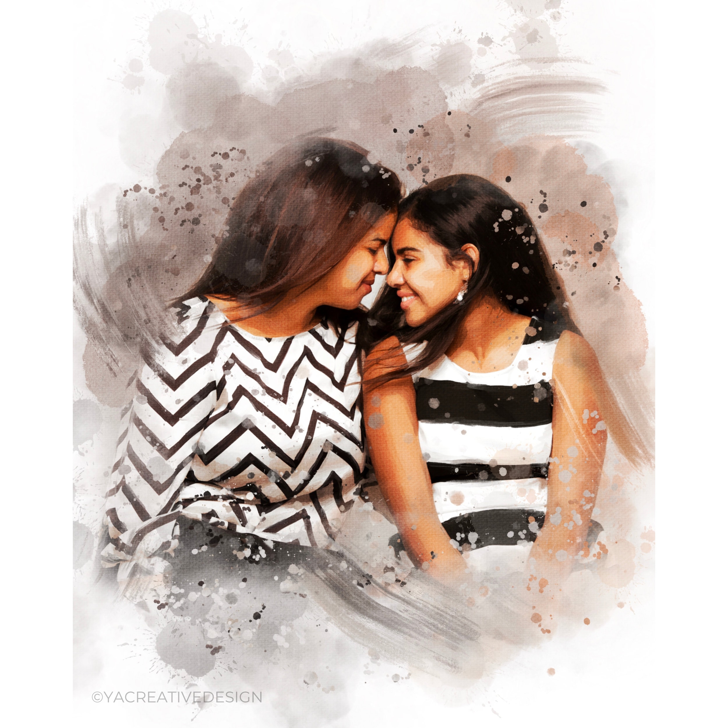 Personalized Printable Portrait Painting for Mother Portrait - Etsy