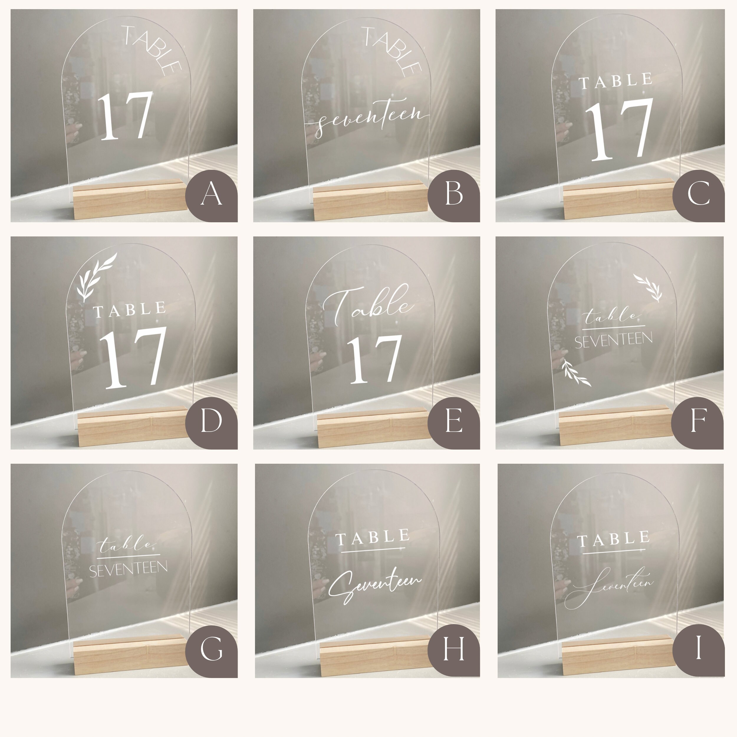 Acrylic Arch Table Number Sign for Wedding Table Number Sign - Etsy