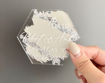 Boho Save the Date Mirror Acrylic Magnets Custom Personalized / Arch ...