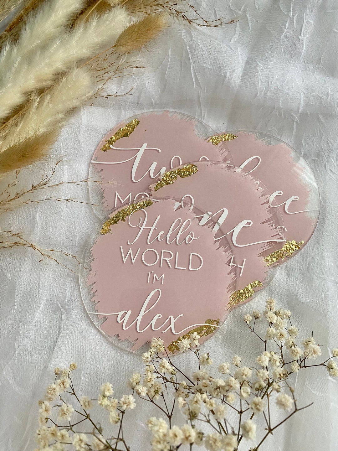 Custom Baby Monthly Milestone Acrylic Disc Personalized Nursery ...