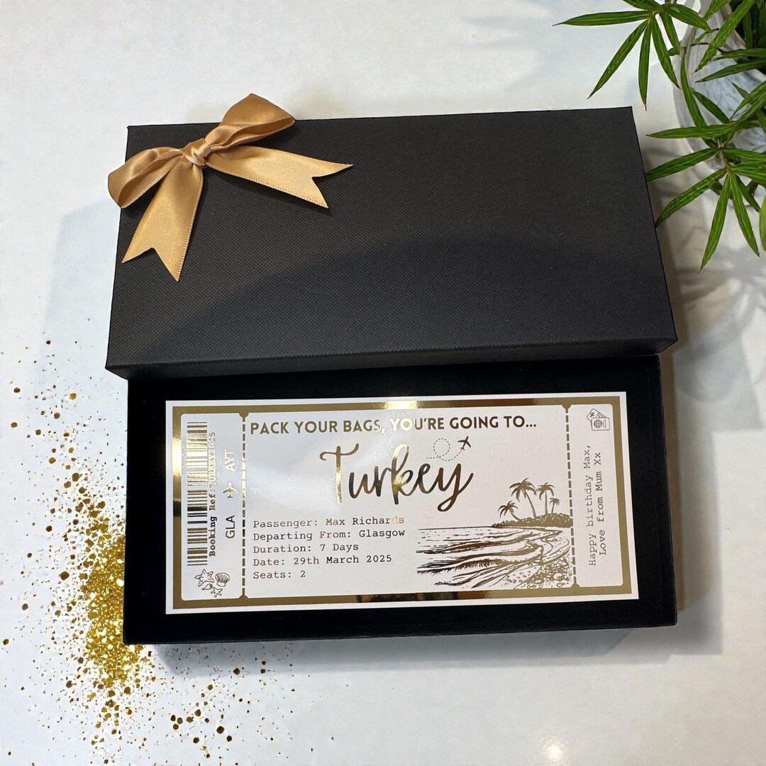 Turkey Holiday Plane Destination Pass Fake Flight Ticket Personalised ...
