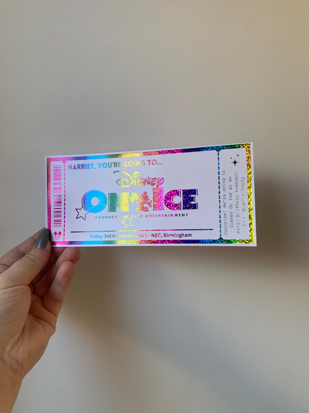 Disney on Ice Any Personalised Foil Ticket Holiday Boarding - Etsy
